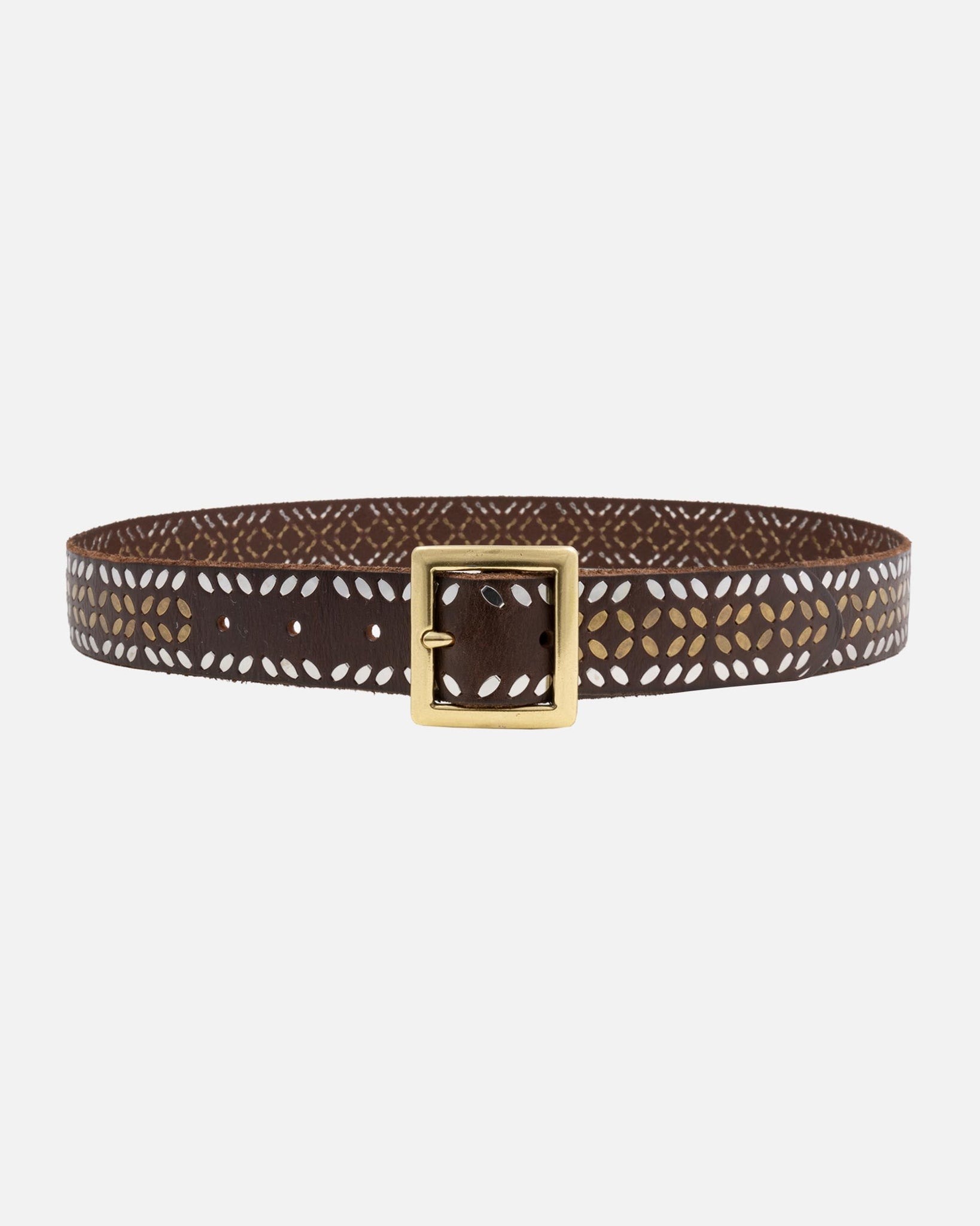 Women's Studded Leather Belt with Square Buckle - AMSHRTG – Amsterdam ...